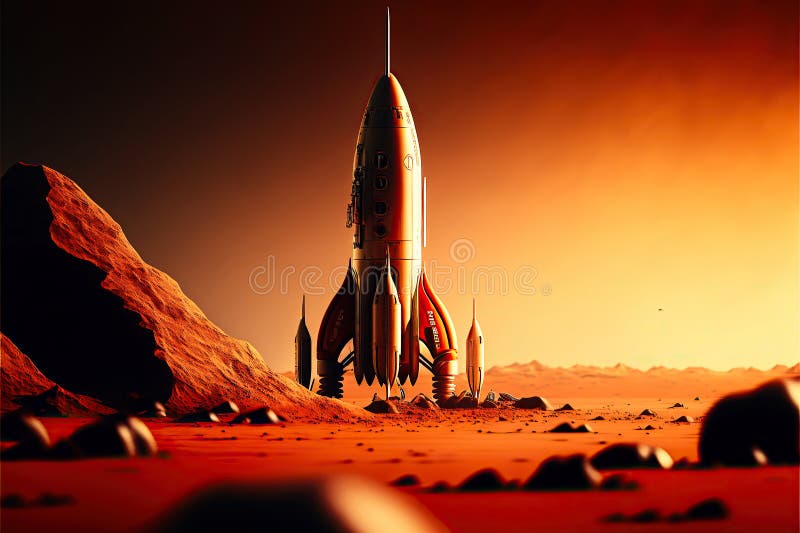 Generative AI Digital Art of a Space Shuttle Rocket Landing on Planet ...
