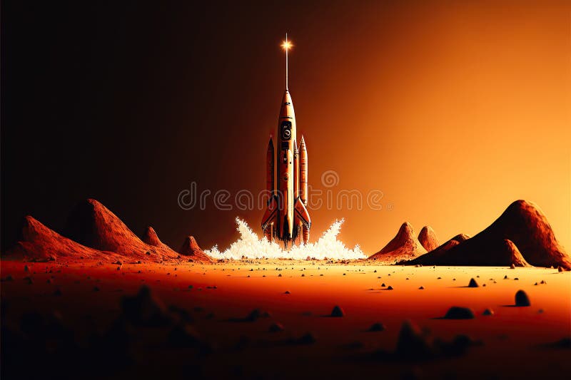 Generative AI Digital Art of a Space Shuttle Rocket Landing on Planet ...