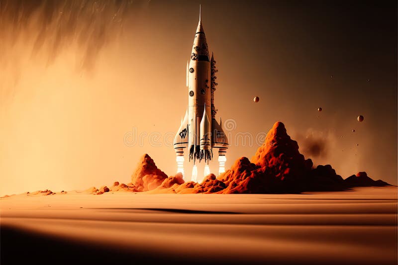 Generative AI Digital Art of a Space Shuttle Rocket Landing on Planet ...