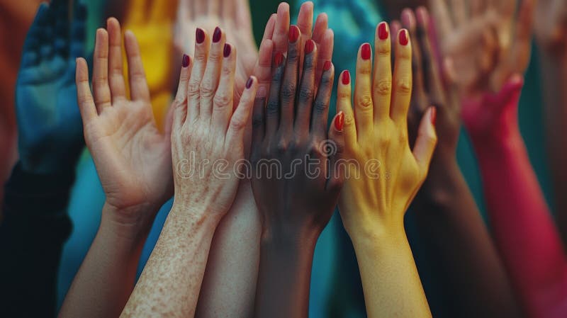 Diverse Group of Hands in Various Skin Tones Representing Unity and ...