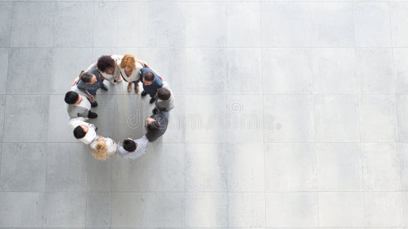 Generative AI Diverse Team Forming Circle Overhead View Collaboration ...