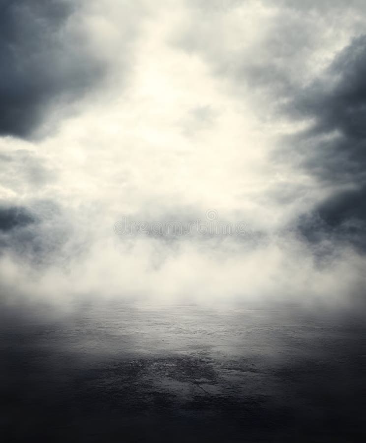 Generative AI Dramatic Cloudy Sky with Misty Horizon Background ...