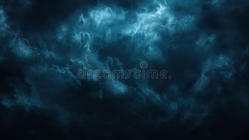 Generative AI Dramatic Dark Blue Cloudy Sky Overlay Skyoverlays ...