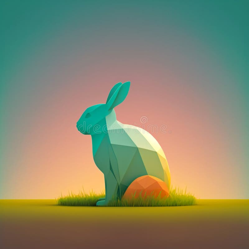 Generative AI Colored Minimalist Rabbit Drawing Stock Illustration ...
