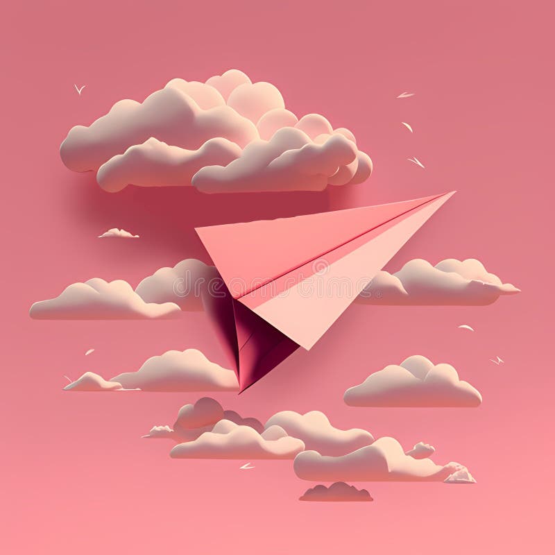 Generative AI Drawing of Pink Paper Plane, with Pink Background and ...