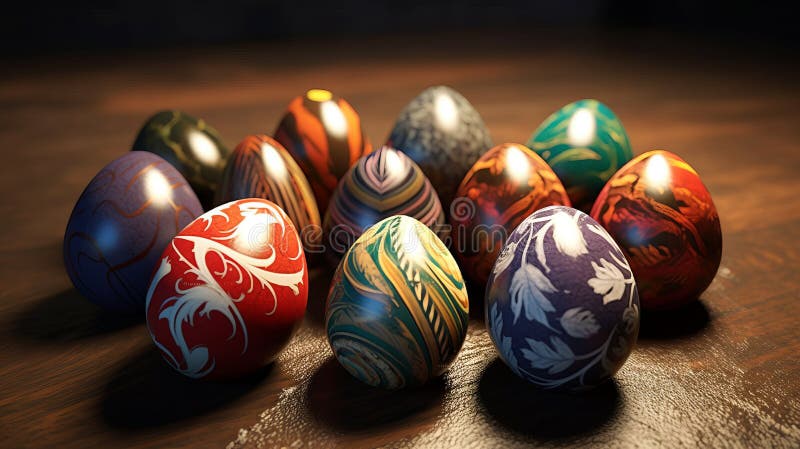 Generative AI Dyed Easter Eggs. Beautiful Vintage Retro Easter Eggs ...