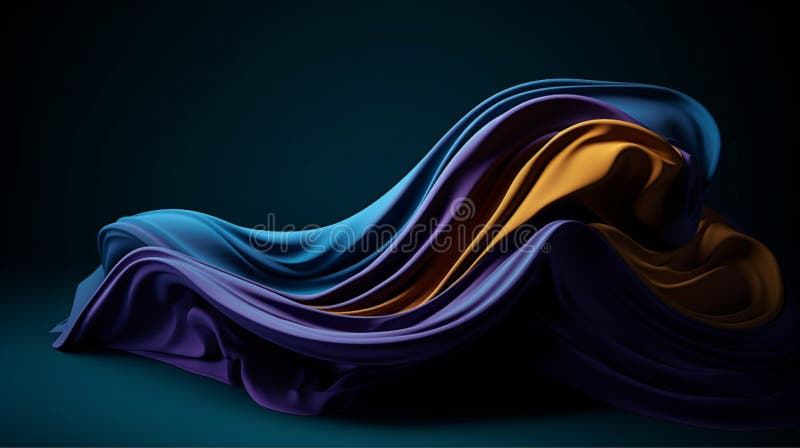 Generative AI. Dynamic and Colorful Fabric Blown in the Wind, Creating ...