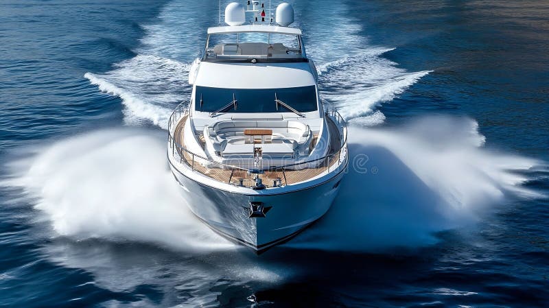 Generative AI Dynamic Front View of Speedboat Cutting through Ocean ...