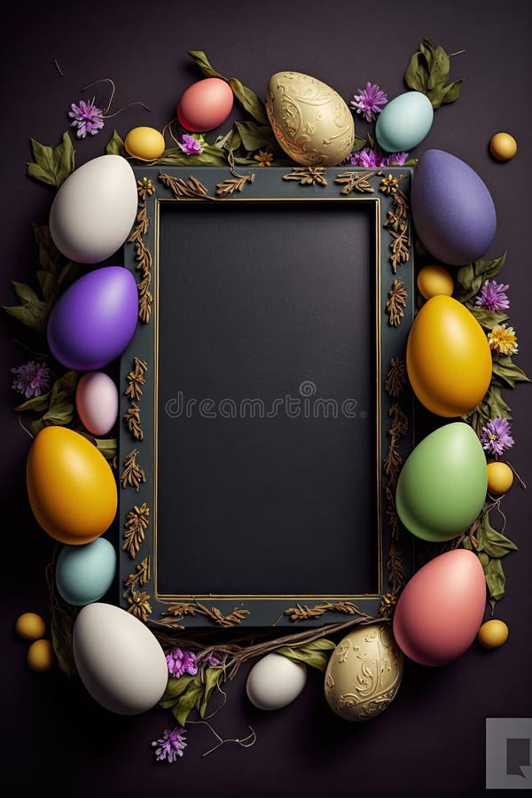 Easter Egg and Frame. Multi Colored Eggs Stock Illustration ...