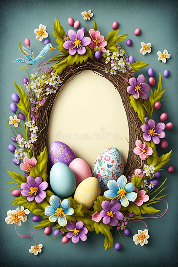 Easter Egg and Frame. Multi Colored Eggs Stock Illustration ...