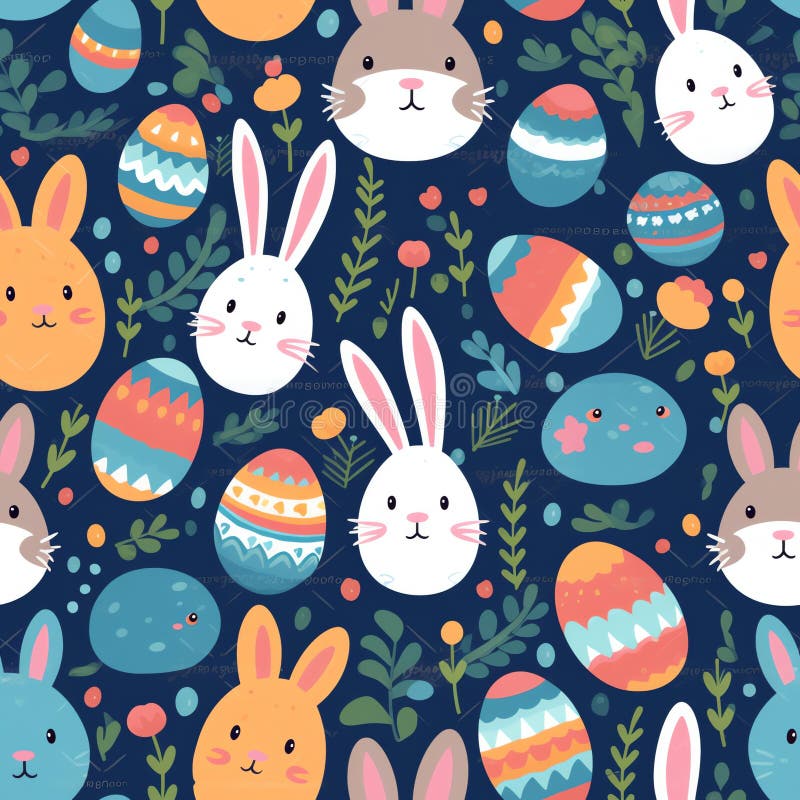 Generative AI Easter Spring Pattern with- Stock Illustration ...