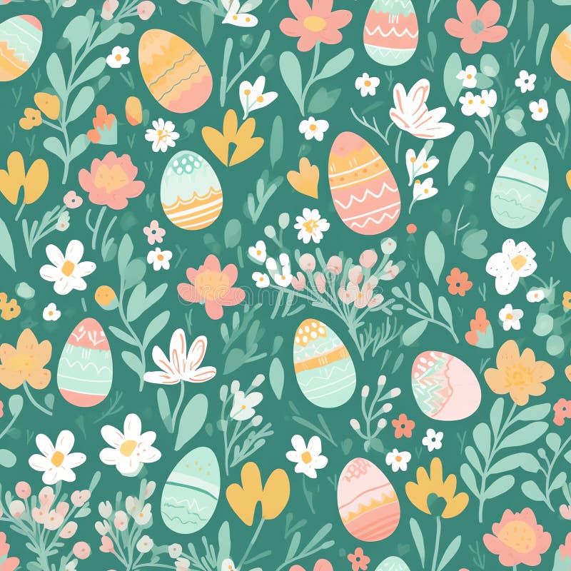 Generative AI Easter Spring Pattern with- Stock Illustration ...