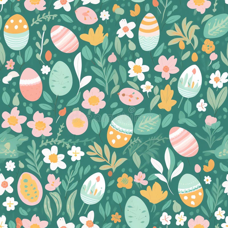 Generative AI Easter Spring Pattern with- Stock Illustration ...