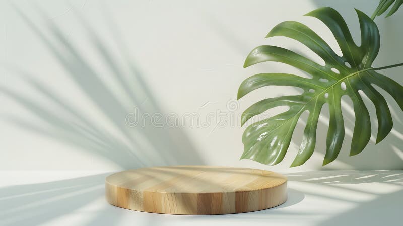 Generative AI Eco Rustic Pine Tree Wood Disc Platform Podium and ...