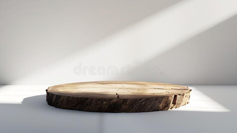 Generative AI Eco Rustic Pine Tree Wood Disc Platform Podium on White ...