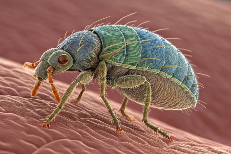 Generative AI Electron Microscope View of Micro Insect on Human Skin ...