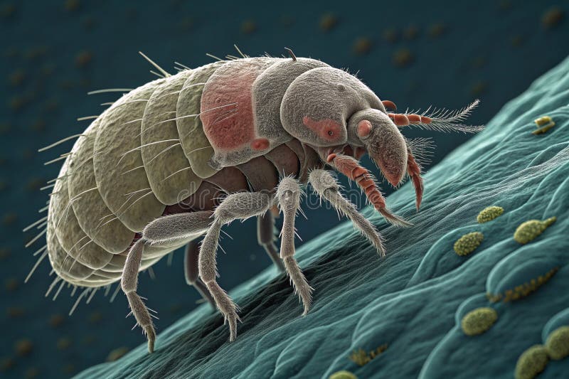 Generative AI Electron Microscope View of Micro Insect on Human Skin ...