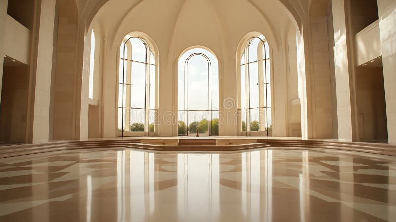Generative AI Elegant Open Space Empty Cathedral Interior with Large ...