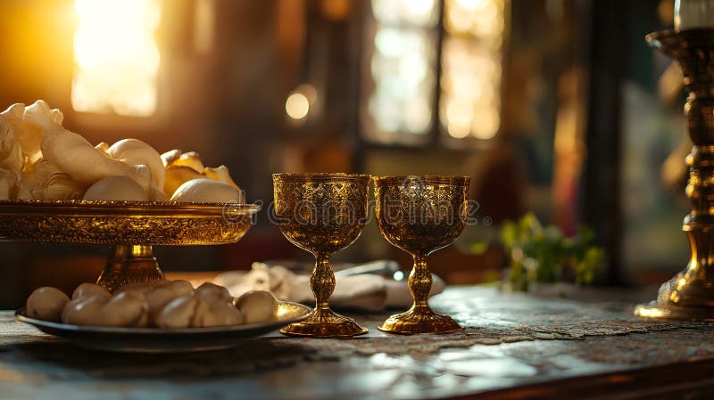 Generative AI Elegant Traditional Table Setting with Ornate Gold ...