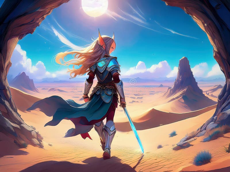 Generative AI Elf in the Desert Stock Illustration - Illustration of ...