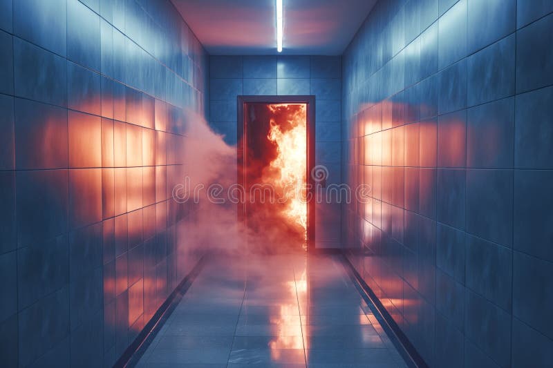 Emergency Exit and Fire in the Building Stock Illustration ...
