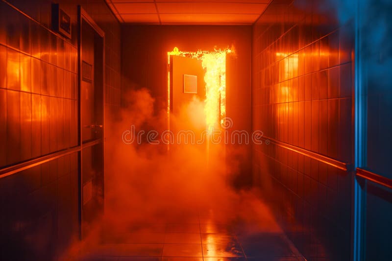 Emergency Exit and Fire in the Building Stock Illustration ...