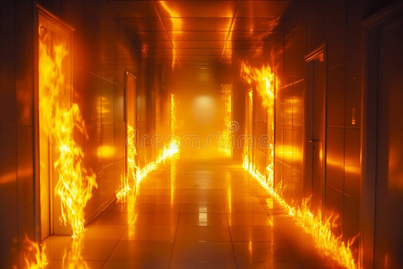 Emergency Exit and Fire in the Building Stock Illustration ...