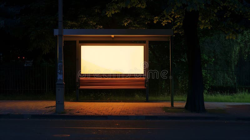Generative AI Empty Billboard on the Bus Stop Horizontal Business ...