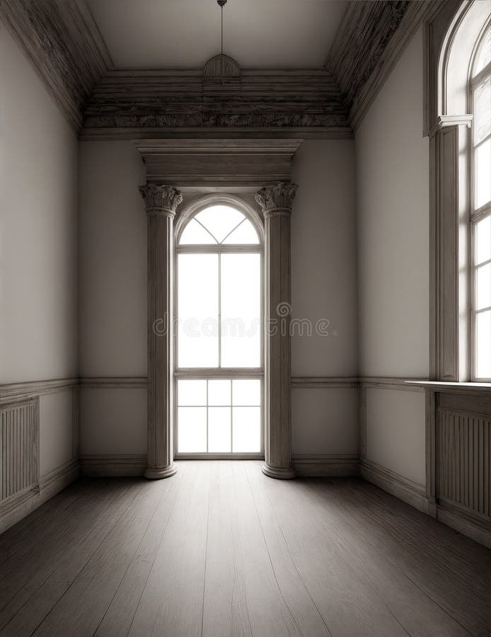 Generative Ai of Empty Classic Room with Roman Columns and Windows ...