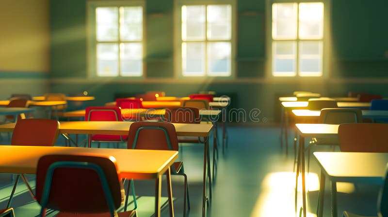 Generative AI Empty Classroom Background Business Concept. Stock ...