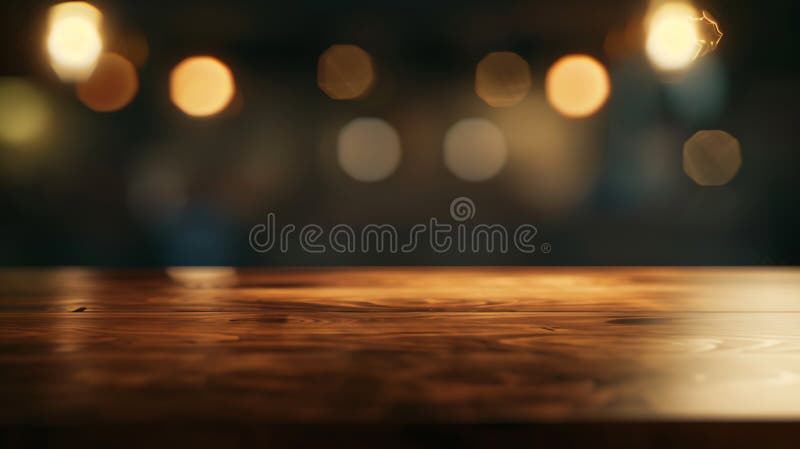 Generative AI Empty Coffe Table at Night Over Defocused Background with ...