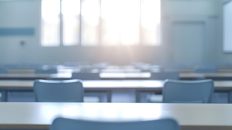 Generative AI Empty Defocused University Classroom. Blurred School ...