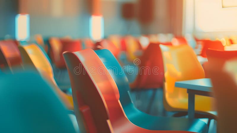 Generative AI Empty Defocused University Classroom Blurred School ...