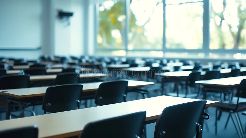 Generative AI Empty Defocused University Classroom. Blurred School ...