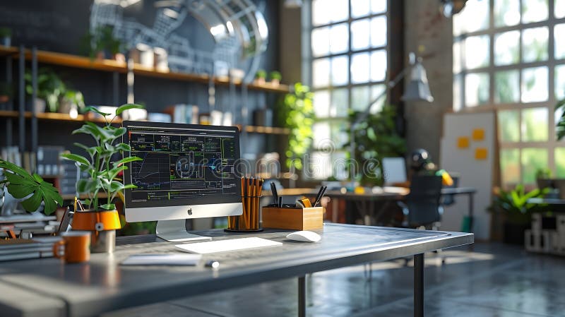 Generative AI Empty Engineering Office Equipped with Industrial Gear ...