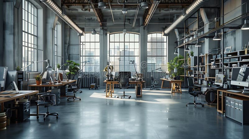 Generative AI Empty Engineering Office Equipped with Industrial Gear ...
