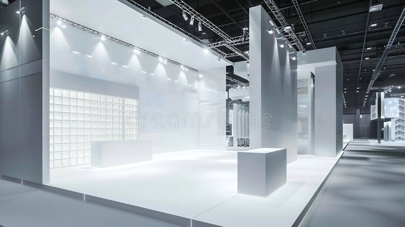Generative AI Empty Exhibition Center. Backdrop for Exhibition Stands ...