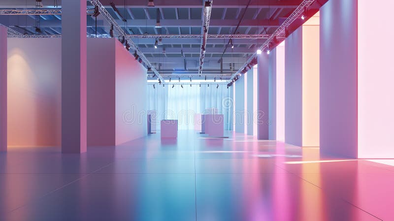 Generative AI Empty Exhibition Center. Backdrop for Exhibition Stands ...