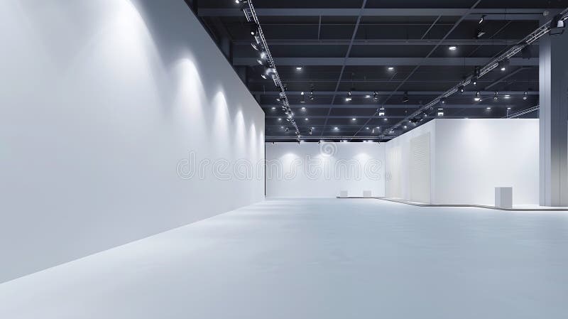 Generative AI Empty Exhibition Center. Backdrop for Exhibition Stands ...