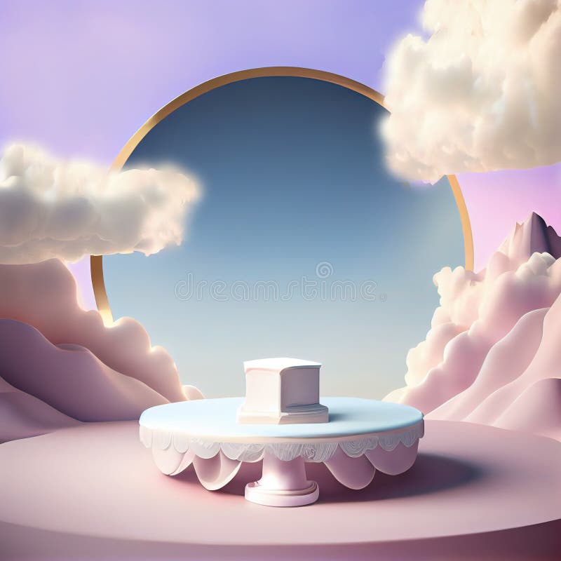 Empty Fairytale Stage in a Sky Background Stock Illustration ...