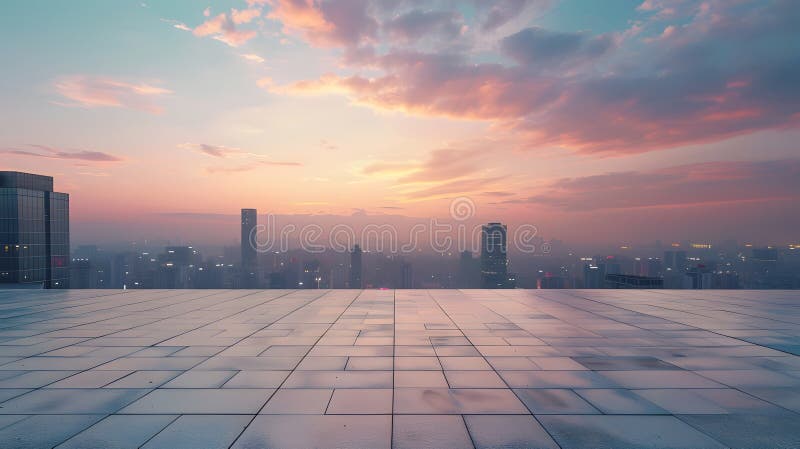 Generative AI Empty Floor Ground and Modern Building Rooftop with ...