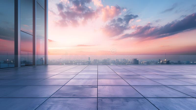 Generative AI Empty Floor Ground and Modern Building Rooftop with ...