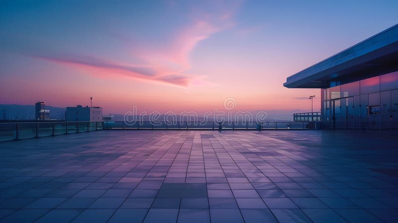 Generative AI Empty Floor Ground and Modern Building Rooftop with ...
