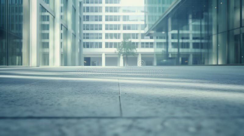 Generative AI Empty Ground in Front of Modern Glass Wall Facade ...