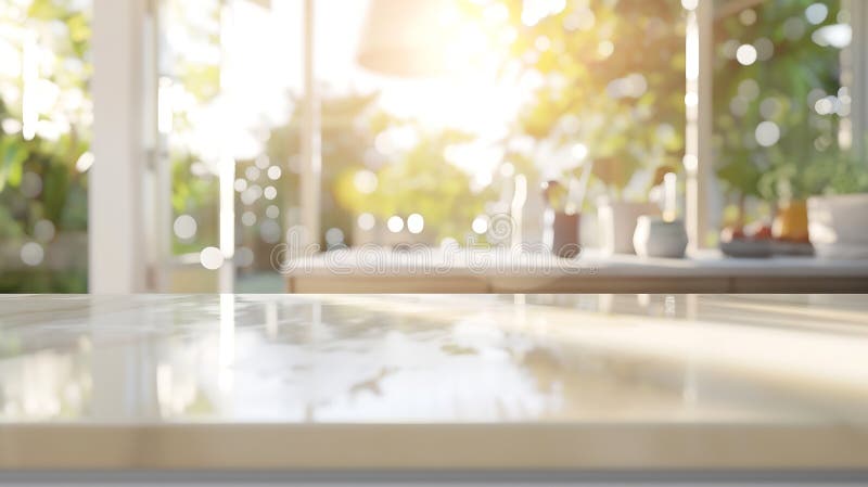 Generative AI Empty Modern Coffee Kitchen Table Countertop Platform and ...