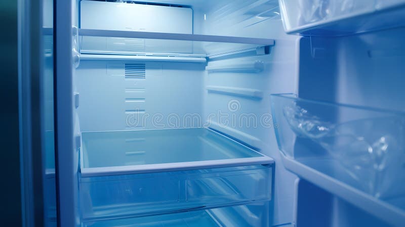 Generative AI Empty Open Freezer in the Refrigerator Business Concept ...