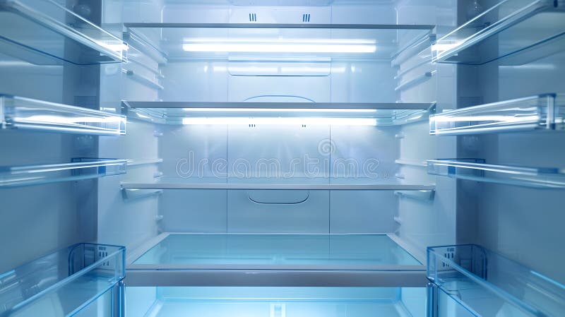 Generative AI Empty Open Fridge with Shelves Refrigerator Business ...