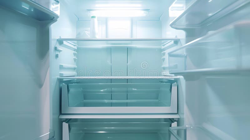 Generative AI Empty Open Fridge with Shelves RefrigeratorCopy Space ...