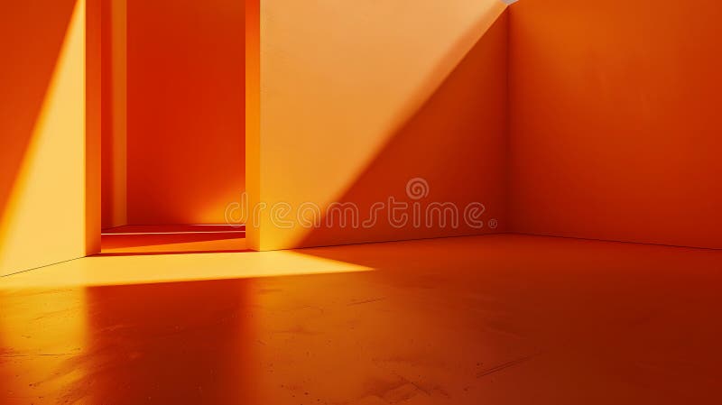 Generative AI Empty Orange Room with Deep Artistic Shadow Minimalistic ...