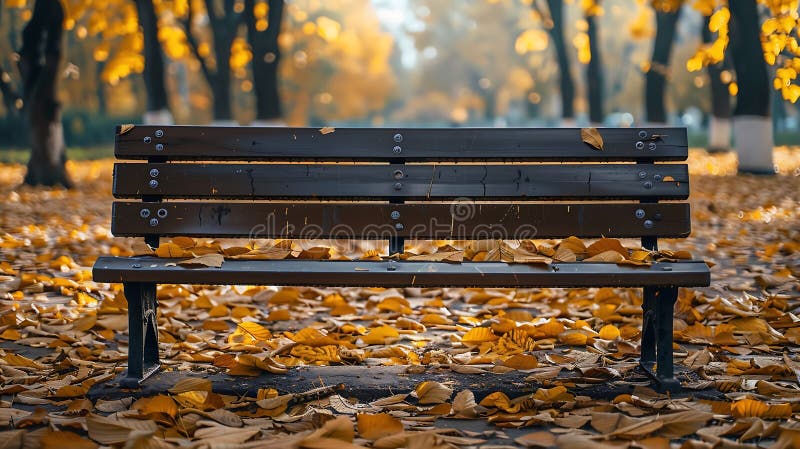 Generative AI Empty Park Bench during Fall Business Concept. Stock ...